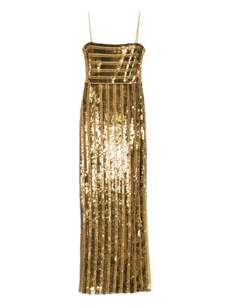 Galvan sequin bandeau gown maxi dress - Gelb