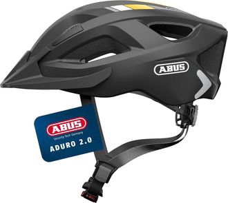 ABUS Stadthelm Aduro 2.0 - Allround-Fahrradhelm mit Licht - in sportivem Design f&uuml;r den Stadtverkehr - f&uuml;r Damen und Herren - schwarz/orange, Gr&ouml;&szlig;e L