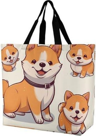 Generic Chien Shiba Mignon Sac Fourre-Tout L&eacute;ger Tote Bag D&eacute;contract&eacute; Sac A Main Femmes Pour Universit&eacute; Gym Quotidienne