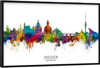 artboxONE Poster mit schwarzem Rahmen 45x30 cm Städte/Dresden Dresden Germany Skyline txt - Bild Dresden