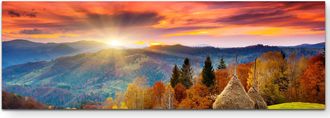 Paul Sinus Art Leinwandbilder | Bilder Leinwand 120x40cm Berglandschaft bei Sonnenaufgang im Herbst