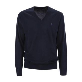 Polo Ralph Lauren V-Ausschnitt Pullover mit Logo-Stickerei - - Knitwear - Herren - Blau - XL