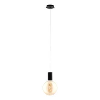 Eglo Pendelleuchte Pozueta, 1 flammige Schnurpendel H&auml;ngelampe Vintage, Industrial, H&auml;ngeleuchte aus Stahl in Schwarz, Esstischlampe, Wohnzimmerlampe h&auml;nge