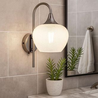 Globo Lighting Applique murale cristal Applique LED verre courb&eacute; Applique salon noir-chrome, m&eacute;tal, 7W 630lm blanc chaud, LxlxH 25x18x32 cm