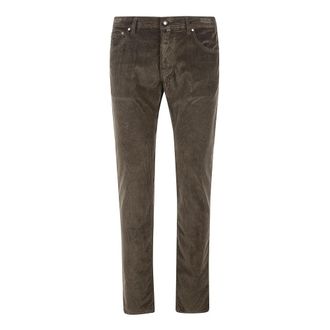 Jacob Cohen Dunkelbraune Samthose 500 Streifen - - Trousers - Herren - Braun - W38