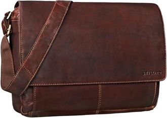 STILORD Como Sac à bandoulière vintage en cuir véritable pour homme 15,6 Pour le bureau et la vie quotidienne Couleur : noir, Cognac - Marron foncé, 15,6 Zoll