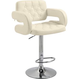 HOMCOM Tabouret de bar - HOMCOM - hauteur r&eacute;glable, pivotant, dossier et repose-pieds - rev&ecirc;tement synth&eacute;tique - 61x50x93-113cm - blanc