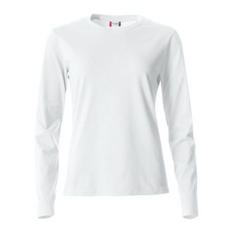 Clique T-Shirt mit langen Ärmeln und Rundhalsausschnitt für Damen Basic-T L/S Damen aus Jersey, Slim-Fit, in verschiedenen Größen und Farben, Weiß, XX-Large