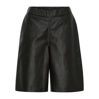 Notyz Notyz, Femme, Shorts, Noir, Taille: 46 FR Short Bermuda en Cuir Noir avec D&eacute;tail de Bride