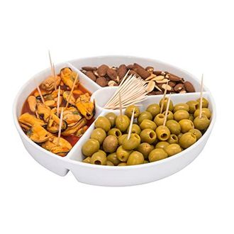 Nerthus Kitchenware FIH 914 Snackteller aus Porzellan, rund, wei&szlig;, perfekt zum Servieren von N&uuml;ssen, S&uuml;&szlig;igkeiten, Kartoffeln oder Lebensmitteln zum Eintauchen in Sauce