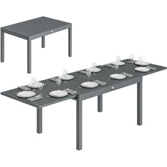 OUTSUNNY Table de jardin extensible - table terrasse - Outsunny - grande capacit&eacute; 6-10 personnes rallonge 135-270cm - aluminium - gris