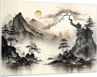 Arttor Wandbilder Dekoration Wohnzimmer Asien Japan Sicht Bilder auf Glas 120x80cm Glasbild Schlafzimmer K&uuml;che Deko Wand Kunstdruck Art Gro&szlig; XXL Wanddeko Bil