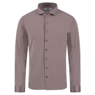 Paolo Fiorillo Beige Baumwoll-Jersey Hemd Fashion Fit - - Shirts - Herren - Braun - L