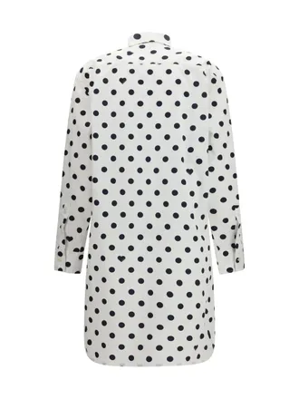 Fiorucci Womens Polka-Dot Midi Shirt Dress White Cotton