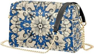 Mnsruu Sacs à bandoulière pour femme, sac à main en cuir en forme de fleur bleue
