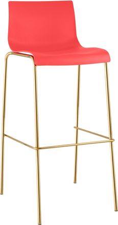 Clp Barhocker mit Lehne Hover, Barstuhl stapelbar mit Sitz aus Kunststoff, Metallgestell Goldoptik, Stapelstuhl bis 150 kg belastbar, Farbe:rot