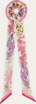 Ferragamo Damen Seiden-Scrunchie mit Mini-Bandeau und Fr&uuml;hlingsprint Rosa