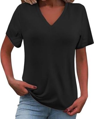 Generic Chemise unie à manches courtes pour femme, chemisier tendance pour toutes les occasions, cardigan dété chic pour la vie quotidienne, cadeaux de Noël, 