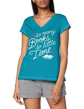 Hatley Short Sleeve Pyjama Top Haut de Pijama, So Many Books So Little Time - Book Club, L Femme