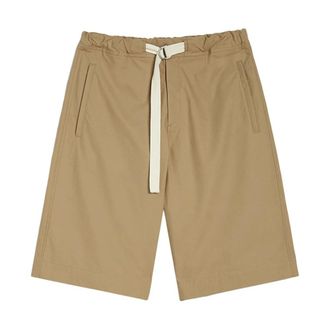 Jil Sander Homme, Shorts, Beige, Taille: M Bermuda en coton à ceinture détaillée et à bandes