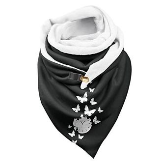 Generic &Eacute;charpe courte et chaude pour femme avec imprim&eacute; plumes, D, Taille unique