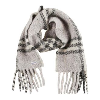 Burberry Femme, Accessoires, Gris, Taille: ONE Size Check Alpaca Wool Blend Boucl&eacute; Scarf