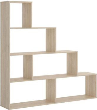 Dmora Bibliothèque Vancouver, Bibliothèque double face avec 6 étagères, Étagère de séparation avec compartiments de bureau, cm 145x29h145, Chêne, avec