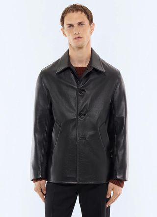 Fursac Blouson boutonn&eacute; en cuir - Taille XXL - Homme