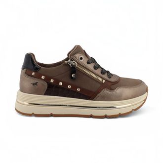 Mustang Jeans Mustang Damen braune Schn&uuml;rschuhe Plateau-Sneakers - M0332001