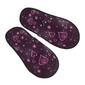 Generic Accueil Pantoufles Flocons De Neige Et Coeurs Portative Hiver Pantoufles Lavables Chaussons Maison Pour Voyage Camping Invit&eacute; M