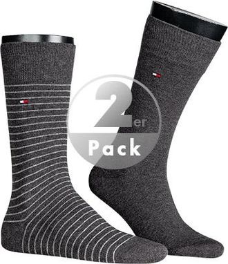 Tommy Hilfiger Herren Socken grau Baumwolle gestreift