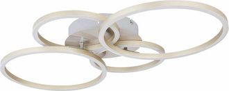 Globo Lighting Plafonnier led lampe de salon anneaux modernes plafonnier led r&eacute;glable argent, m&eacute;tal plastique, 1x 40W 1960lm 3000K, LxlxH 65,5x40,6x7,5 cm