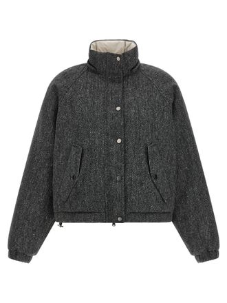 Brunello Cucinelli Donegal Tweed Down Jacket - charcoal