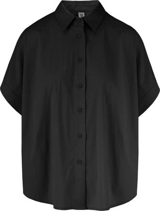 Bomboogie Femme, Blouses et Chemises, Noir, Taille: 42 FR Chemise Oversize en Satin de Coton