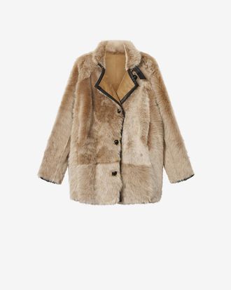 Isabel Marant Manteau Rema En Peau Lain&eacute;e - Femme - &Eacute;cru - Taille34 - Isabel Marant