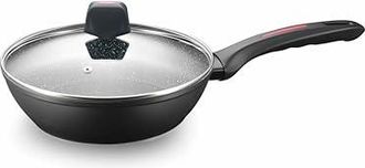 Royalty Line Tiefer Bratpfanne aus geschmiedetem Aluminium mit Marmorbeschichtung, Kompatibel mit Gas, Elektrisch, Keramik, Halogen, Induktion, Durchmesser 24 cm, 