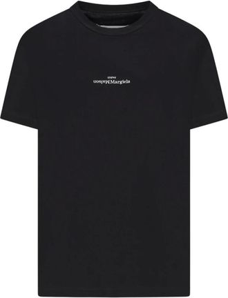 Maison Margiela Femme, Tops, Noir, Taille: 48 FR Tee-Shirt Upside Down Logo