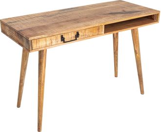 Invicta Interior Massiver Schreibtisch Retro 120cm Mangoholz B&uuml;rotisch mit Schublade Konsolentisch Konsole Schminktisch