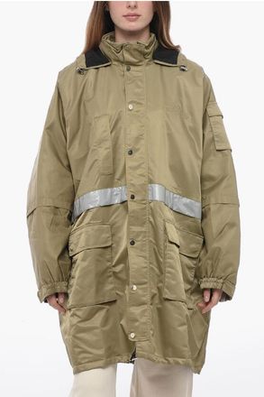 Rokh Quilted Oversized Raincoat with Reflective Detail size 40