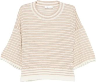 Roberto Collina Femme, Pulls, Beige, Taille: 36 FR Pull Ray&eacute; Horizontal