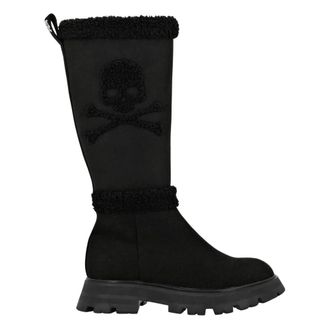 Philipp Plein Femme, Chaussures, Noir, Taille: 38 EU Mid Flat Bottes Skull Bones