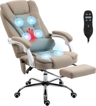 Vinsetto B&uuml;rostuhl mit Massage und Heizung, B&uuml;rostuhl, ergonomischer Stuhl mit verstellbarer H&ouml;he, neigbarer R&uuml;ckenlehne und Kabelfernbedienung, um 360&deg; drehba