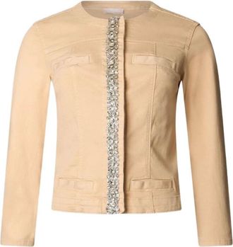 Liu Jo Femme, Vestes, Beige, Taille: 36 FR Veste avec applications de bijoux