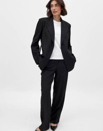 NA-KD Pantalon de tailleur ajust&eacute; &agrave; taille mi-haute - Noir