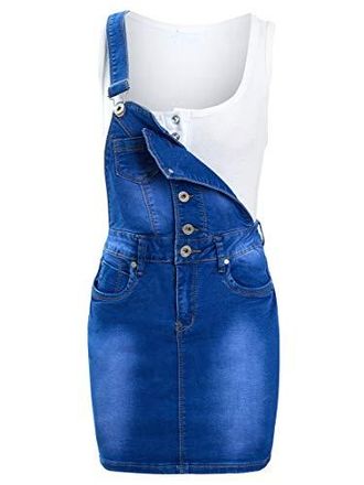SS7 Salopette en jean pour femme Bleu moyen Tailles 36 à 42 - Bleu - 40