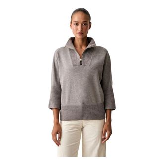 Joseph Ribkoff Femme, Pulls, Gris, Taille: 38 FR Pull &agrave; col chemin&eacute;e zipp&eacute;
