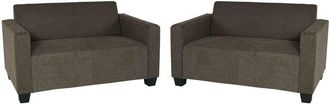 Hhg Sofa-Garnitur Couch-Garnitur 2x 2er Sofa Moncalieri Stoff/Textil braun