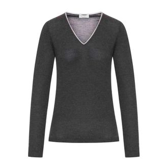Brunello Cucinelli V-Ausschnitt Langarm-Oberteil - - Knitwear - Damen - Grau - L