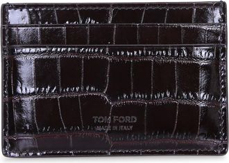 Tom Ford Homme, Accessoires, Brun, Taille: ONE Size Porte-cartes en cuir fa&ccedil;on crocodile