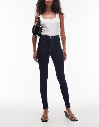 Topshop Joni - Jean super skinny à taille haute - Indigo brut-Bleu